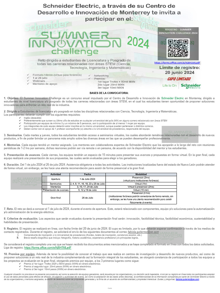 Convocatoria - Summer Innovation Challenge 2024 - V1 | PDF