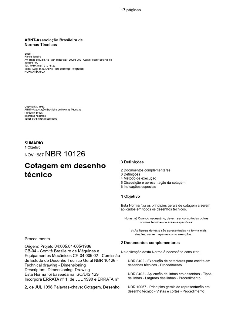 NBR 10126-Cotagem de Desenho Tecnico | PDF
