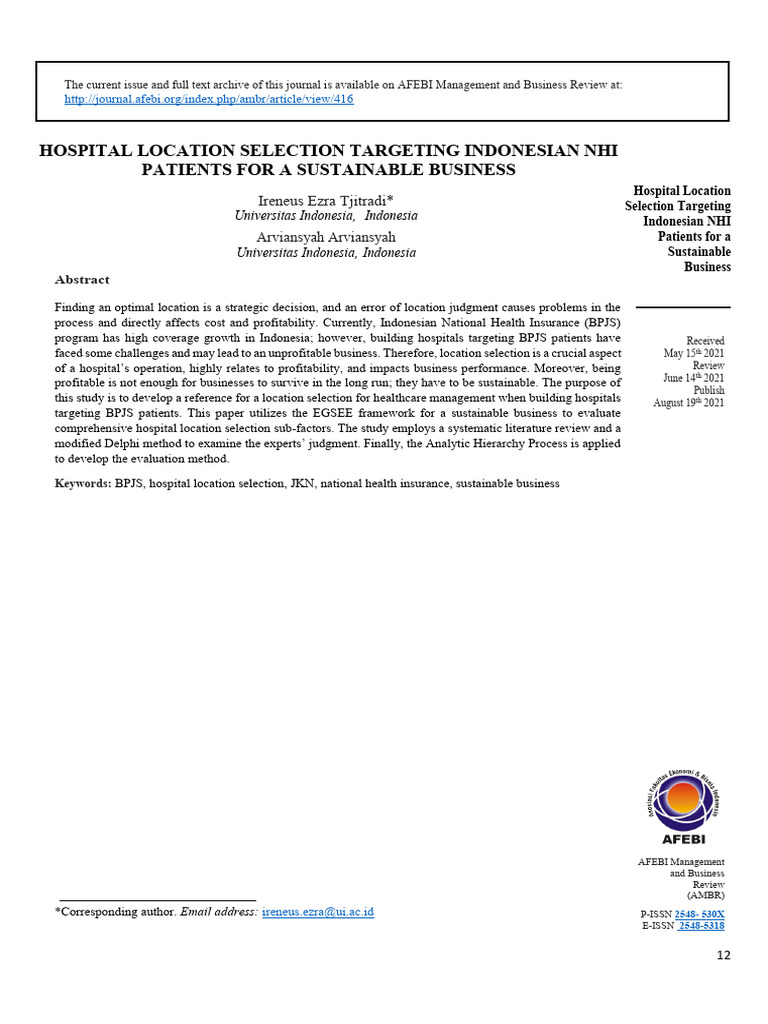 Admin, Hospital Location Selection Targeting Indonesian NHI Patients ...
