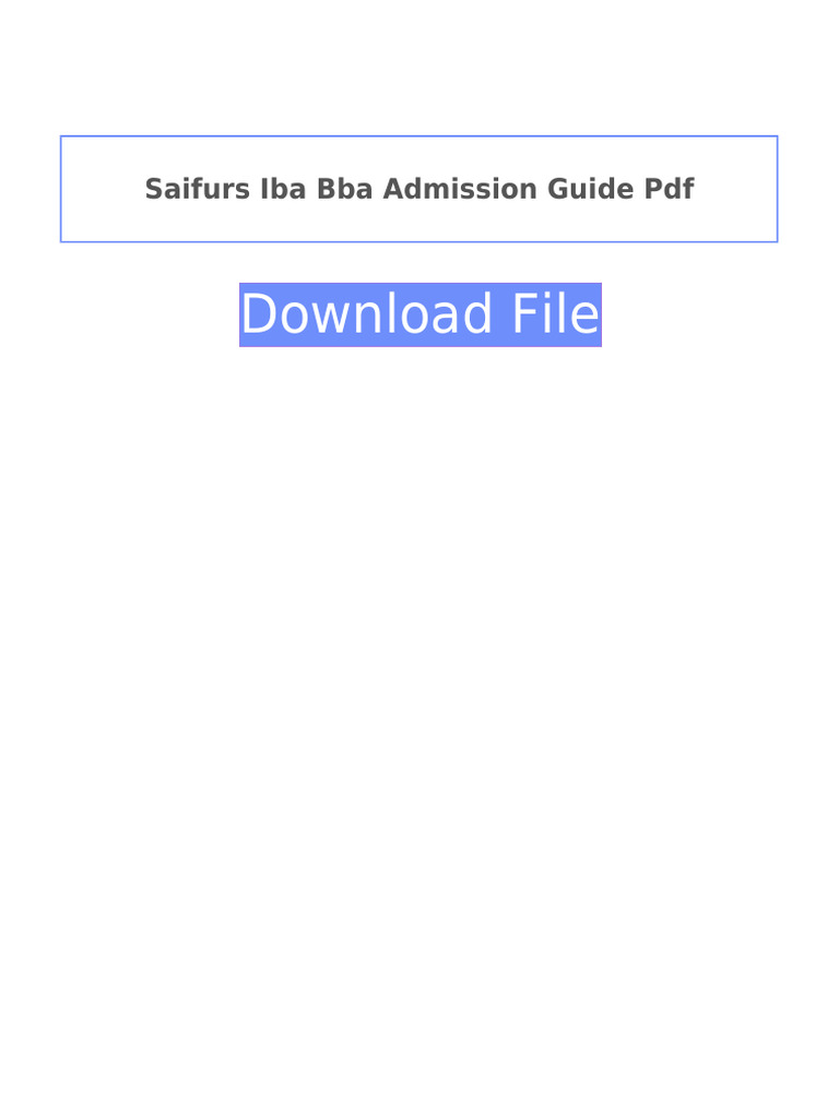 Saifurs Iba Bba Admission Guide PDF | PDF