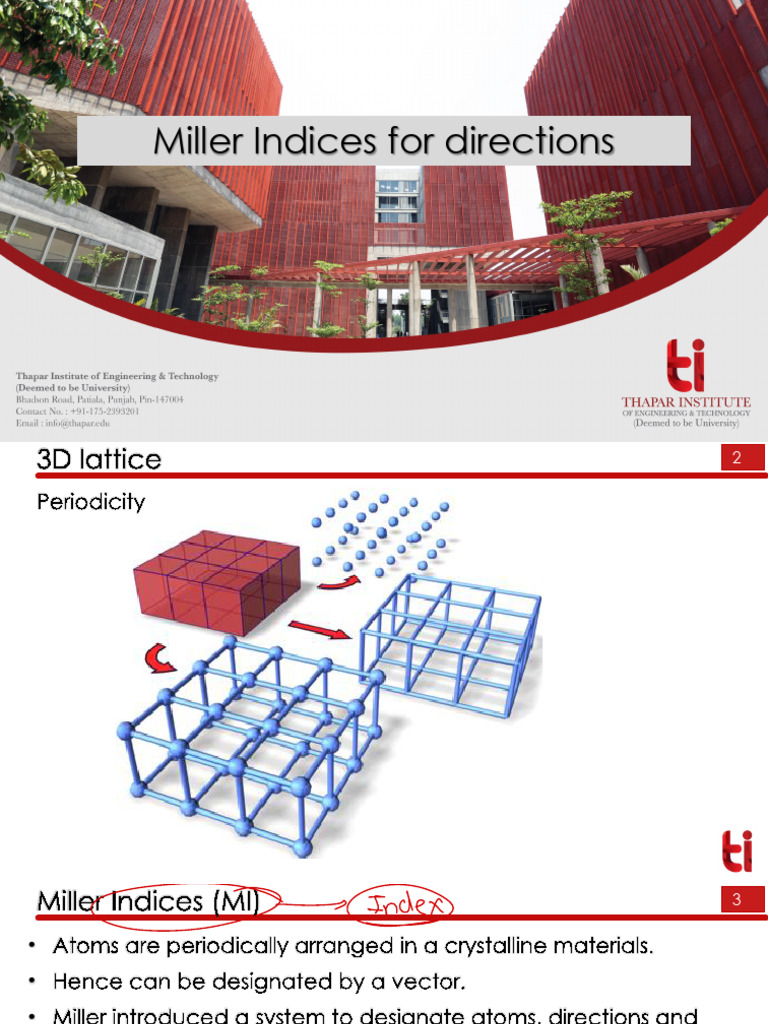 Lecture 8 Miller indices for directions | PDF