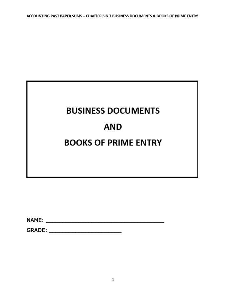 Business Documents and Books of Prime Entry | PDF