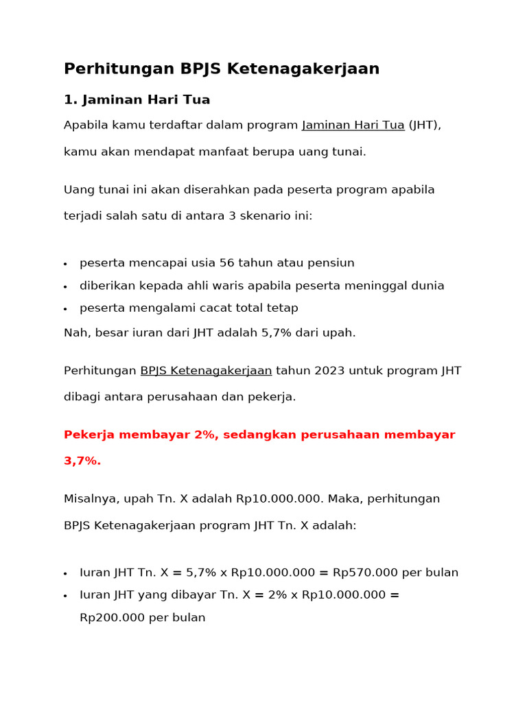 Perhitungan BPJS Tenaker Berdasar Uu No.94 Tahun 2013 | PDF
