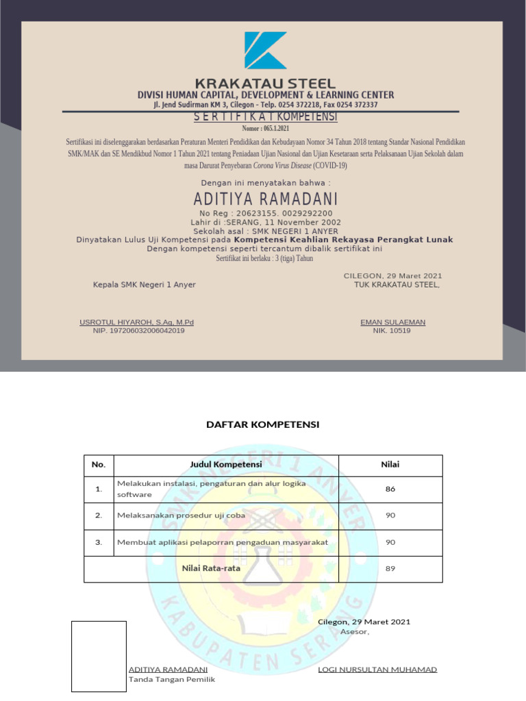 Sertifikat RPL | PDF