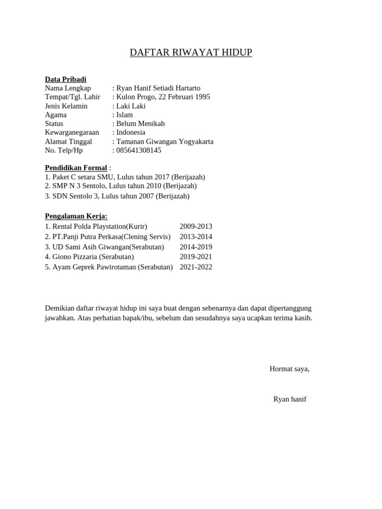 Ryan Hanif's CV & Work Experience | PDF