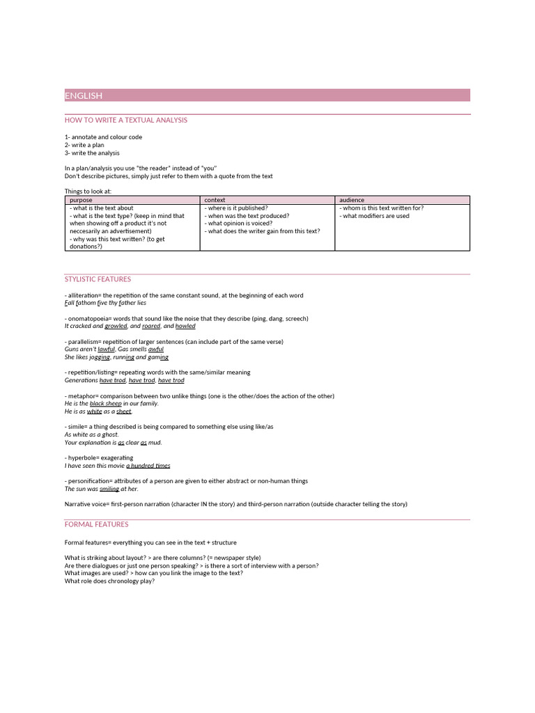 English - Text Analysis | PDF