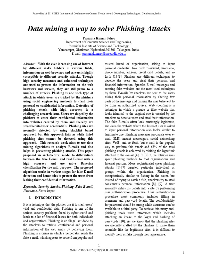 Data Mining A Way To Solve Phishing Attacks 2018 | PDF