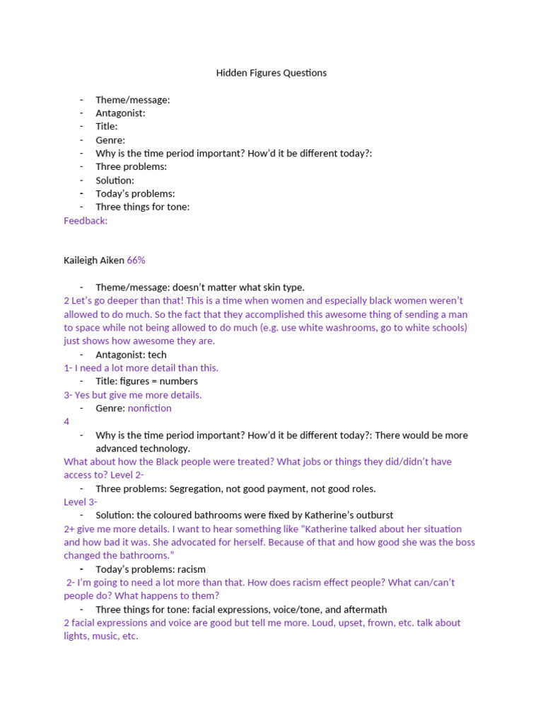 Hidden Figures Questions | PDF