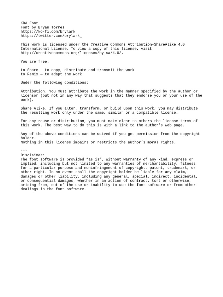 KDA Font License | PDF