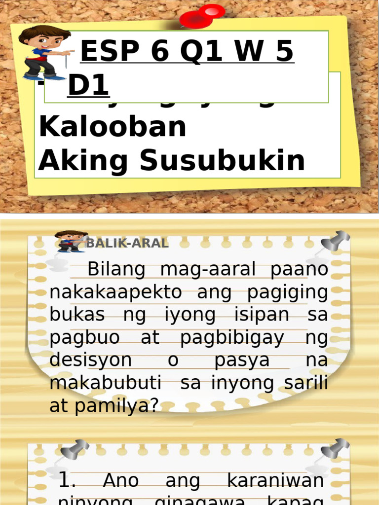 Grade 6 PPT - ESP - Q1 - W5 - Day 1-5 | PDF