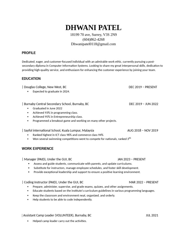 Resume 2024 | PDF