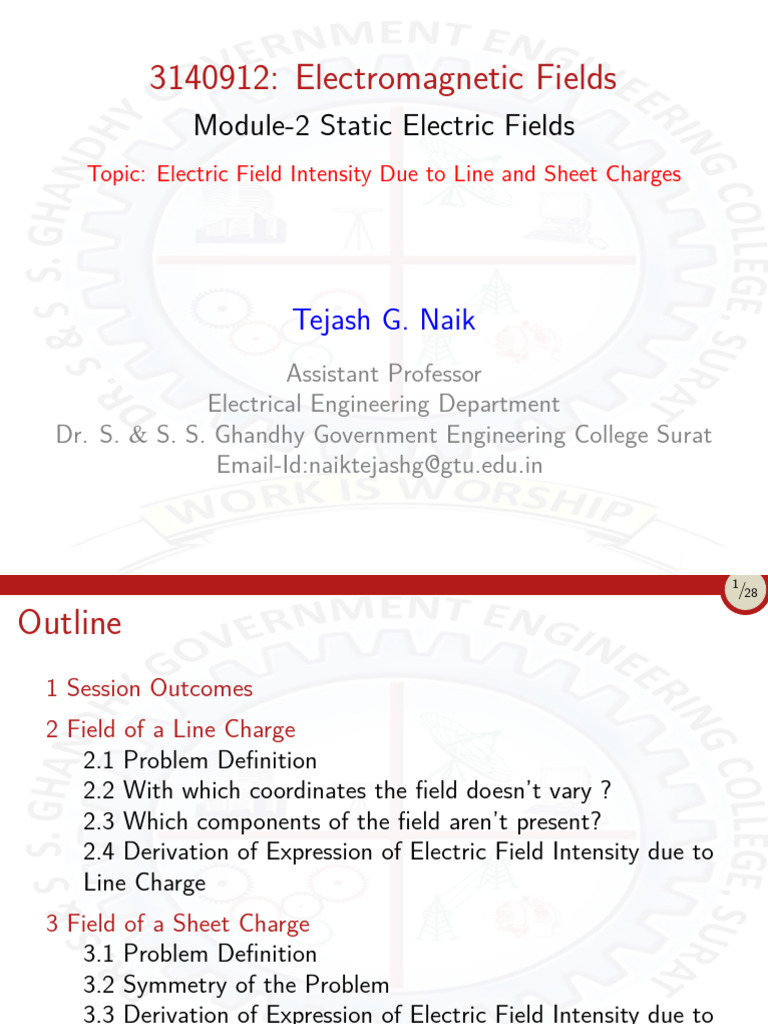 6.EMF(3140912) Field of Line and Sheet Charge | PDF