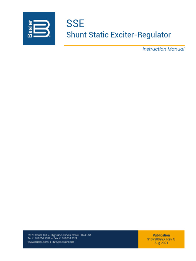 Basler 910790099 - SSE Shunt Static Exciter-Regulator | PDF