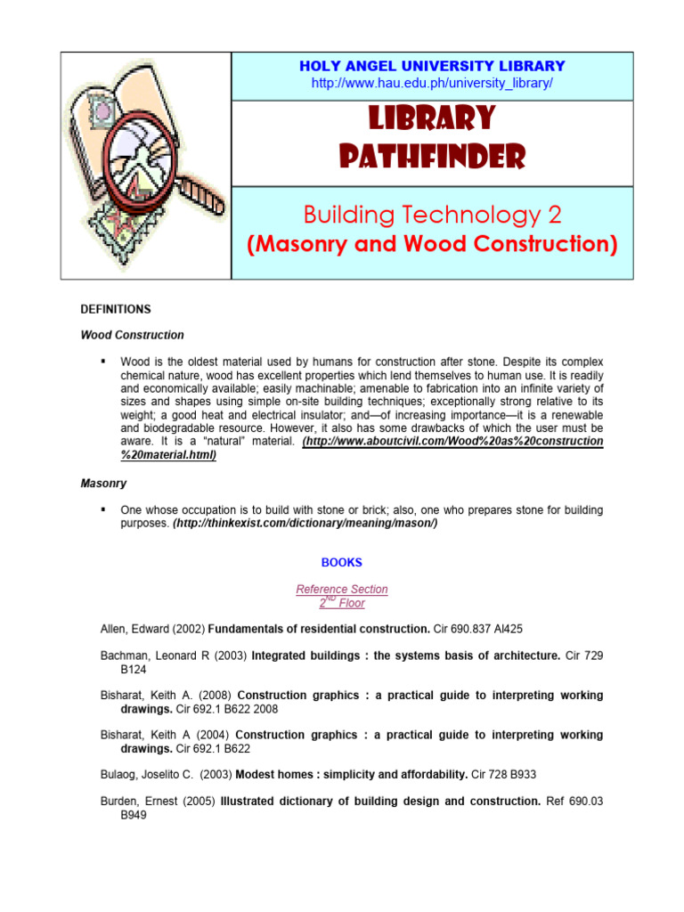 CEA - Building Technology 2 - Masonry and Wood Constution | PDF