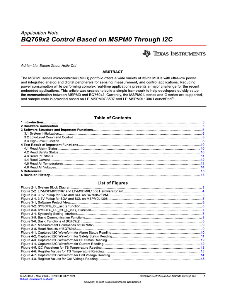BQ769x2 Control Based On MSPM0 Through I2C | PDF