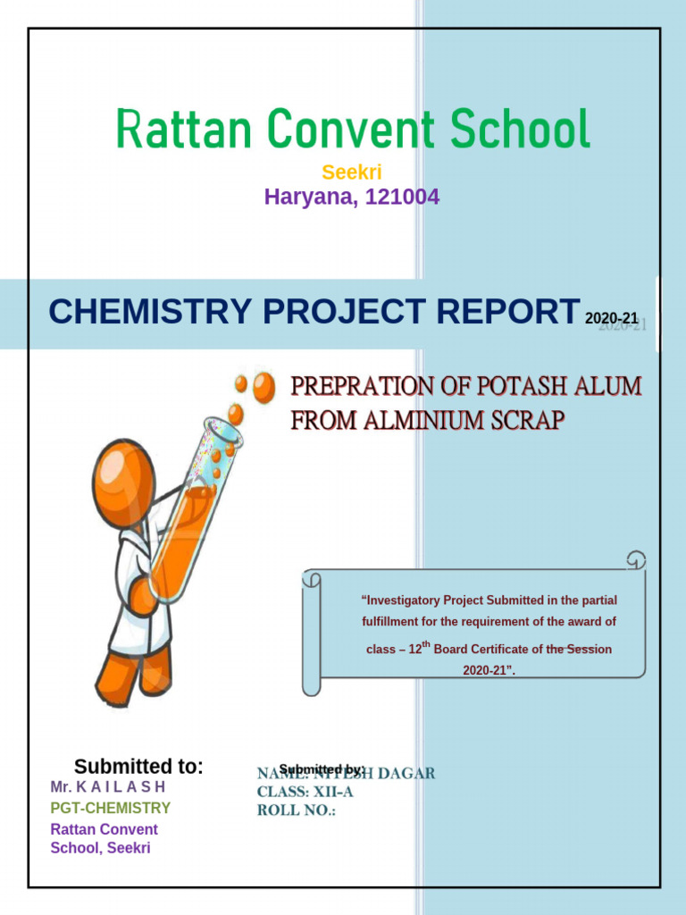 Chemistry Project Report Class 12 Cbse 2020 2021 Oon Topic Prepration ...