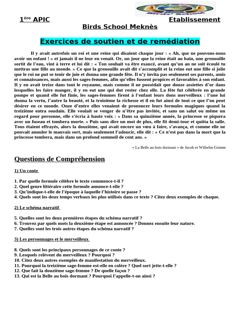 Exercices de soutien 1ère APIC | PDF