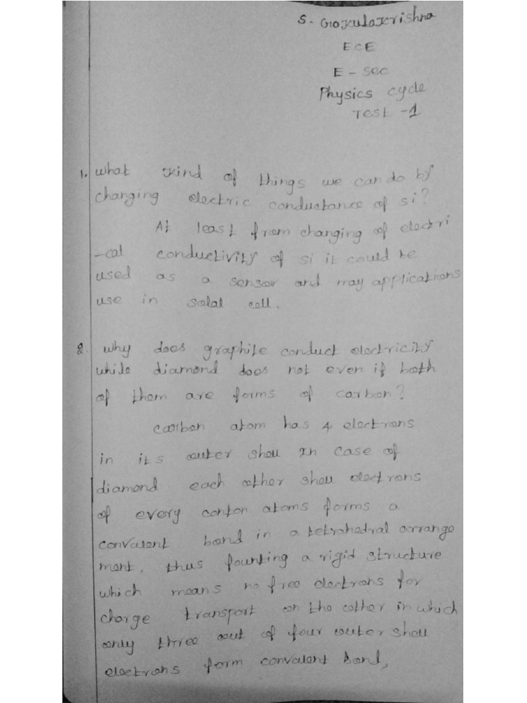 Physics Cycle Test 1 | PDF