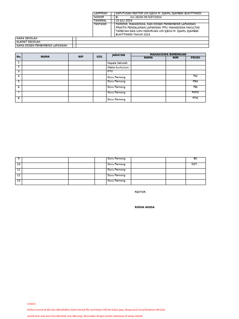 Blanko Sk Pamong Mhs Dpl Ppl 2024 | PDF
