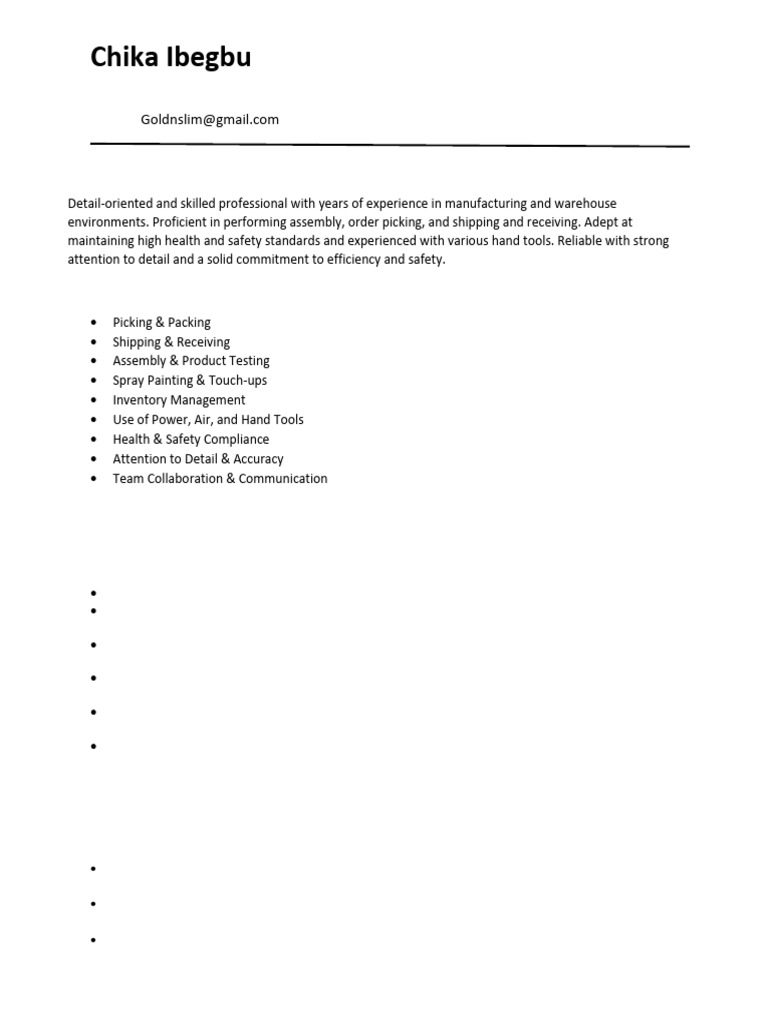 Chika I Resume | PDF