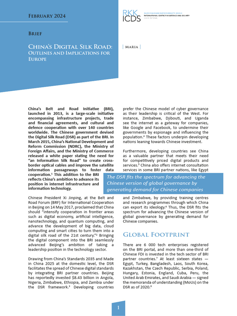 ICDS Brief China S Digital Silk Road Maria February 2024-1 | PDF