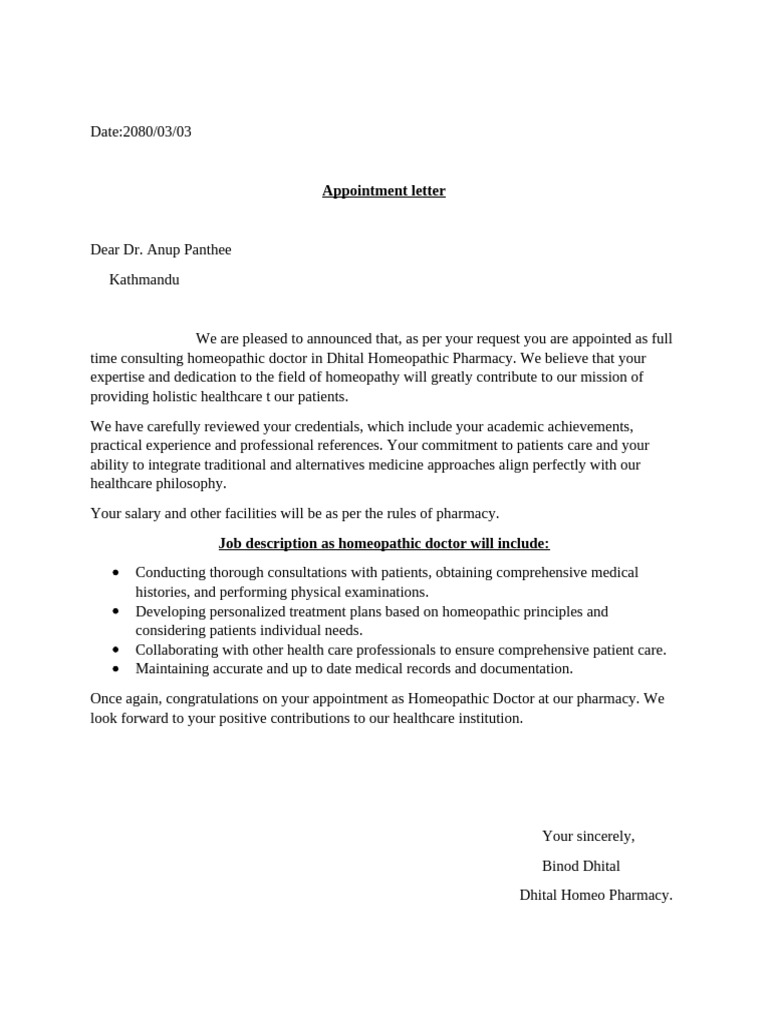 Appointment Letter | PDF