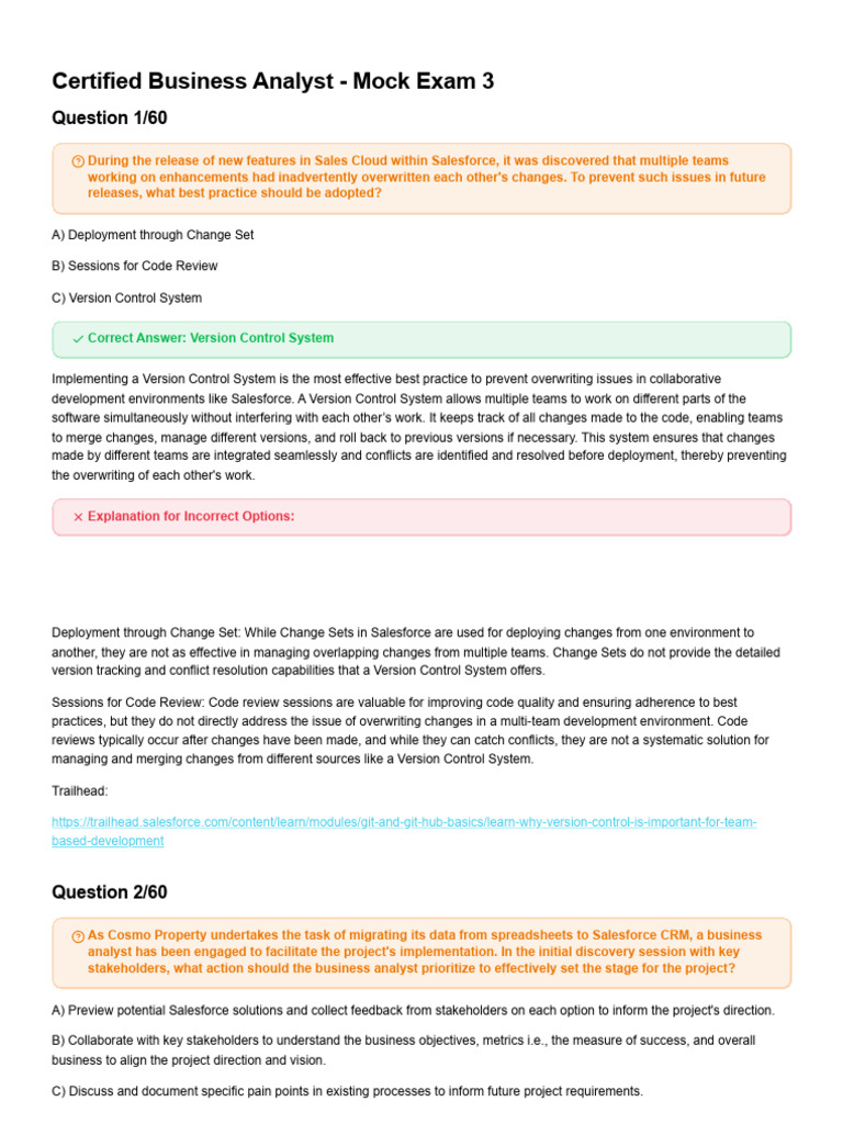 Certified Business Analyst - Mock Exam 3 | PDF