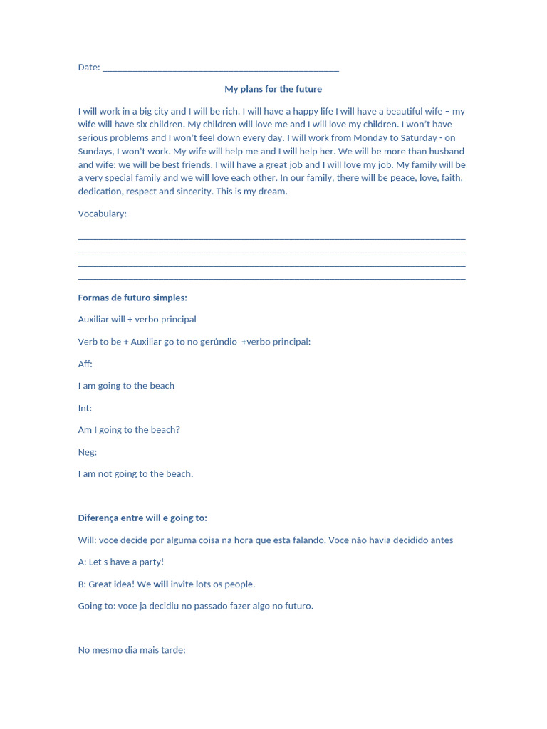 Aula 13 Future Will and Going To | PDF