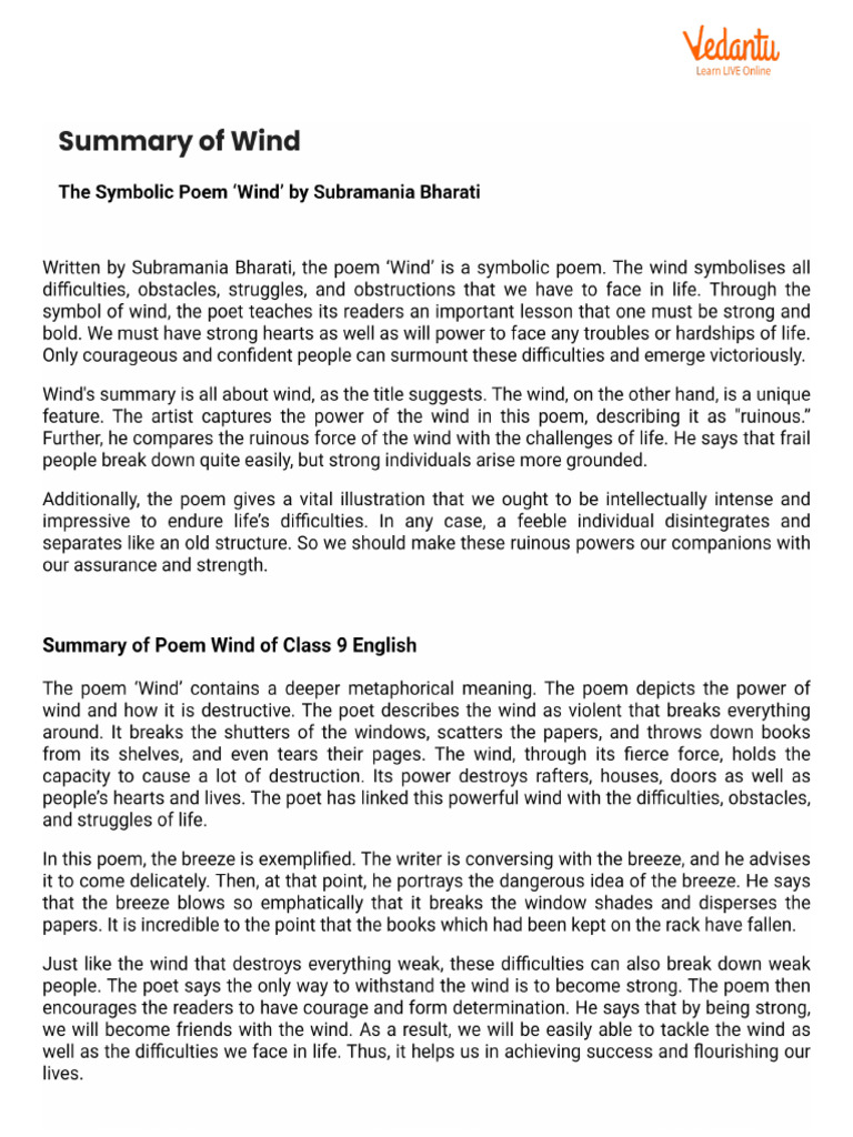 Summary of Wind | PDF