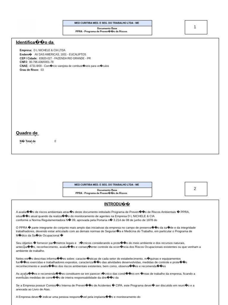 Ppra Modelo Posto | PDF
