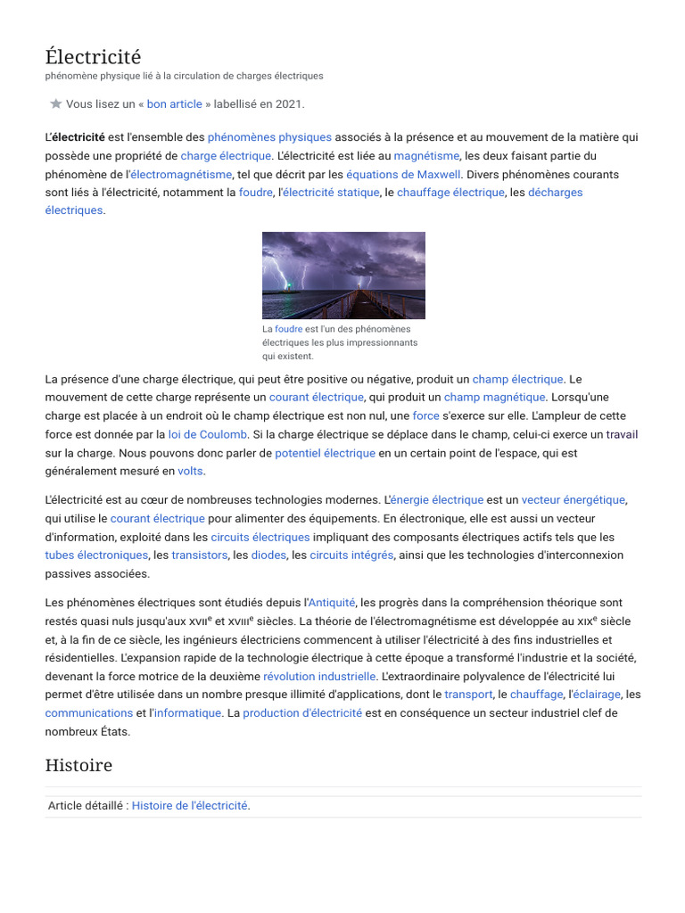 Électricité - Wikipédia | PDF