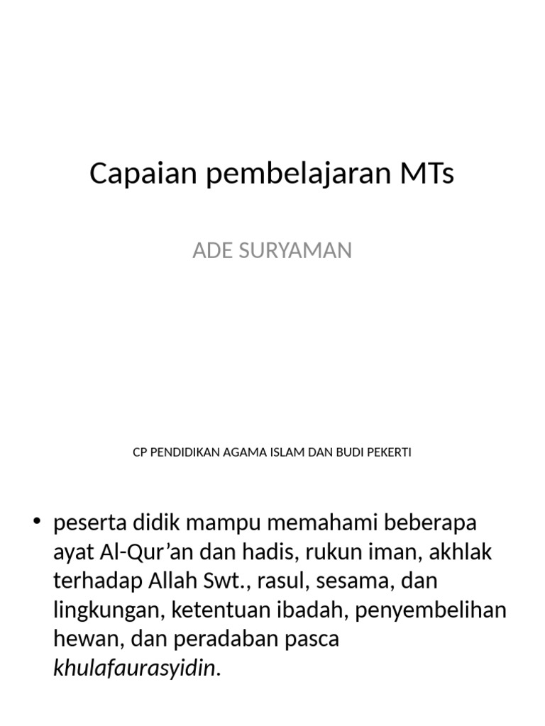 Capaian pembelajaran MTs | PDF