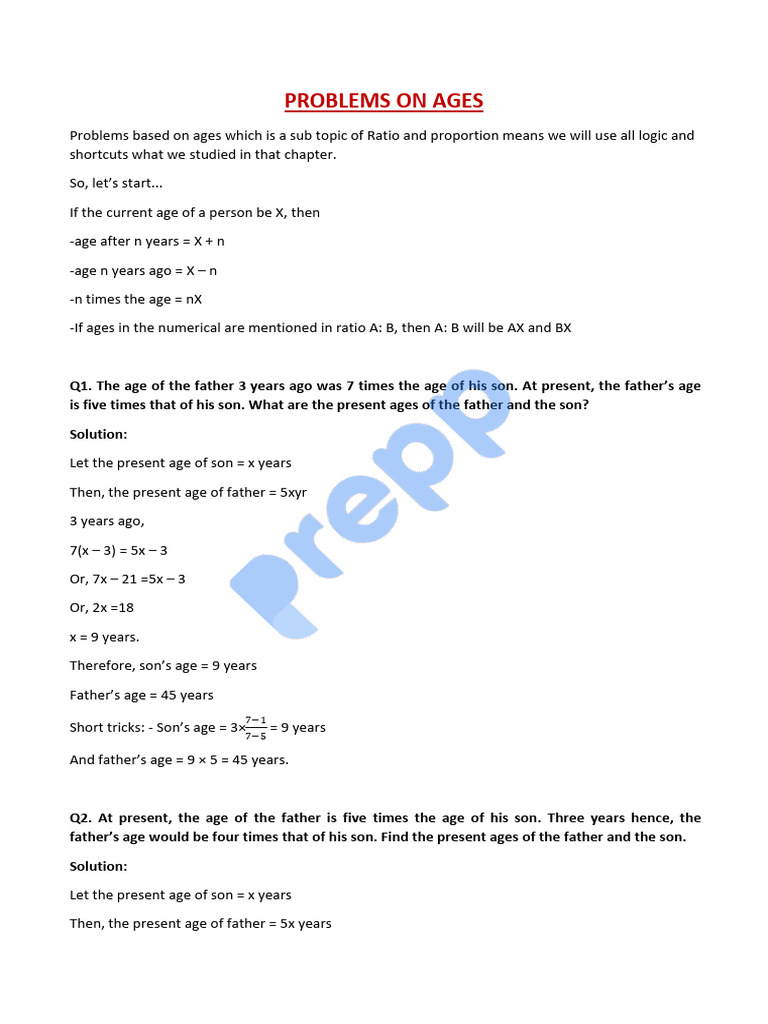 Problems On Ages | PDF