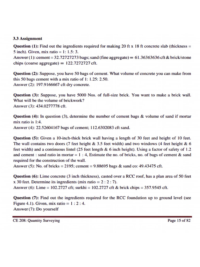Quantity Surveying Lab Report-05 | PDF