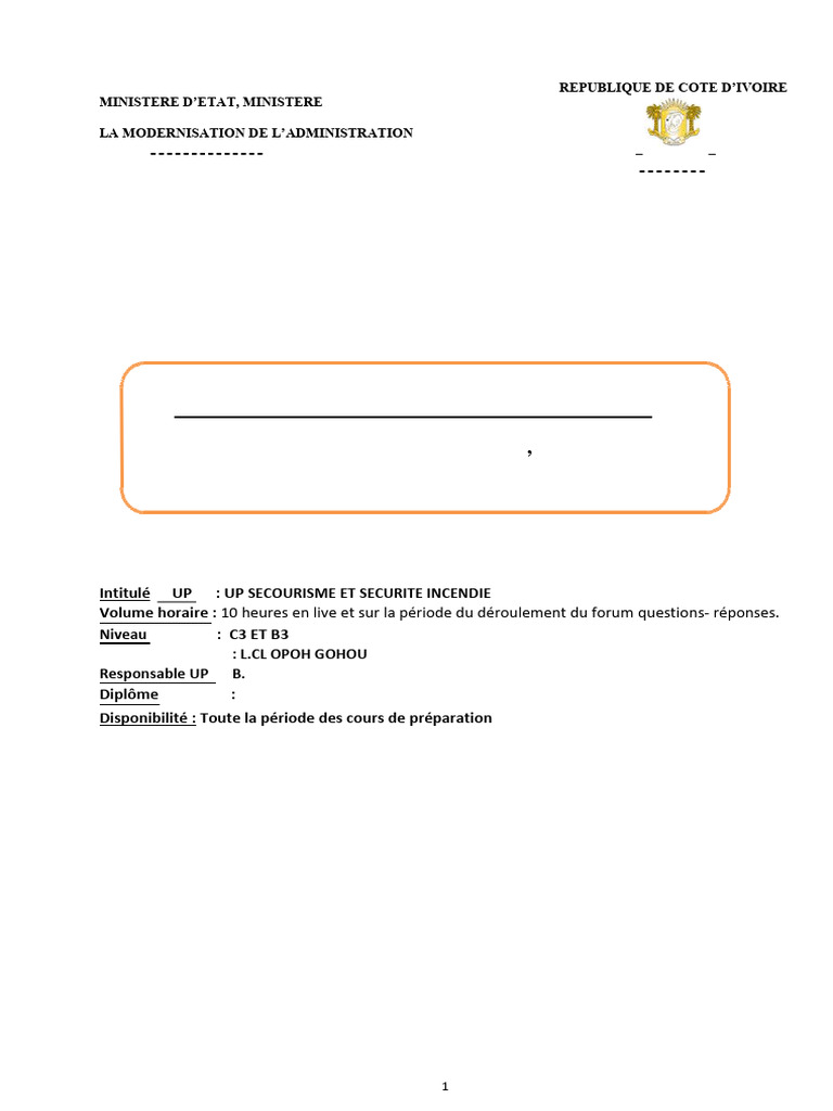 Syllabus Secourisme Et Securite Incendie (C3 Et B3) | PDF