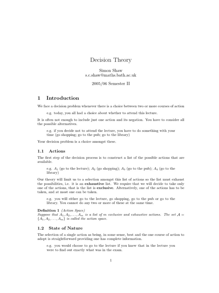 Decision Theory | PDF