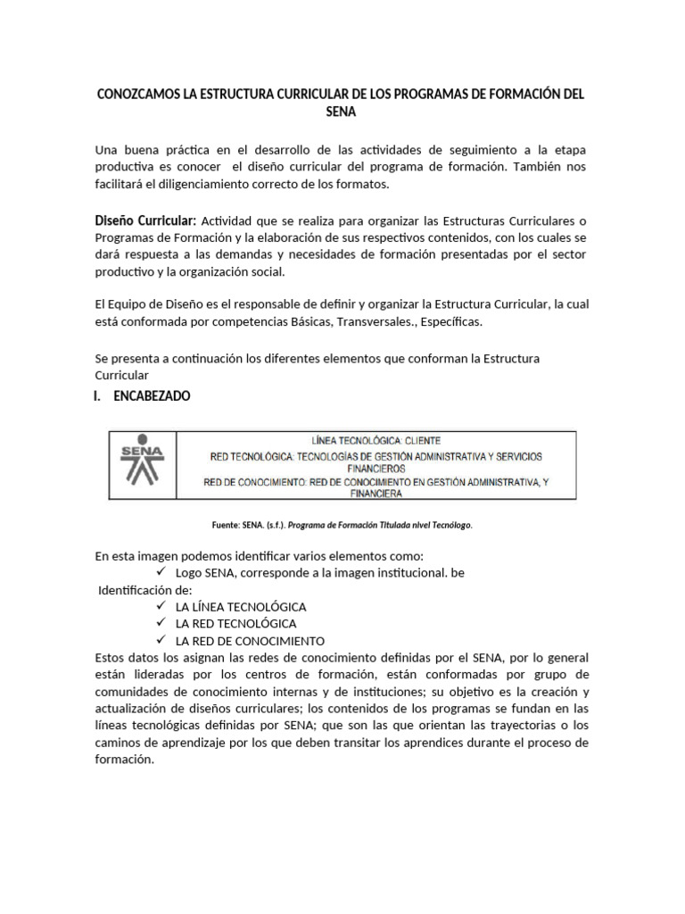 CONOZCAMOS LA ESTRUCTURA CURRICULAR DE LOS PROGRAMAS DE FORMACIÓN DEL ...