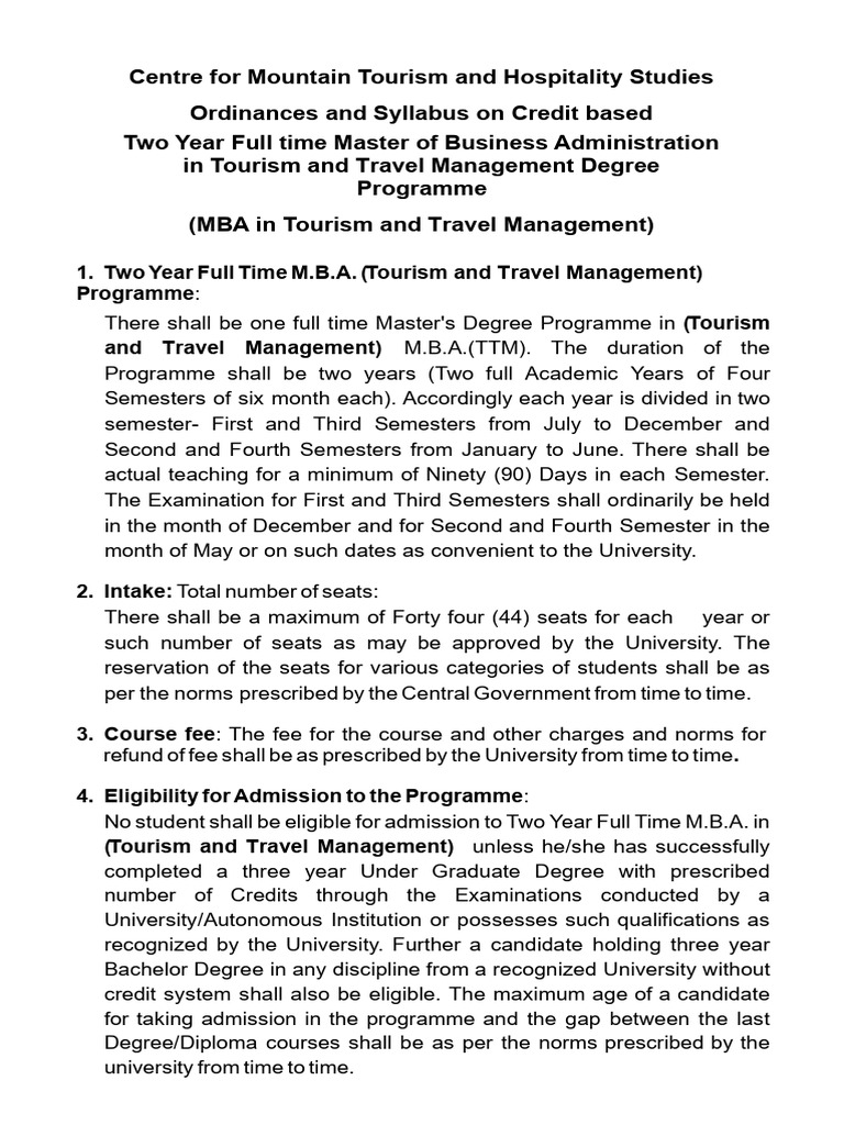 Mba Ttm Syllabus Pdf