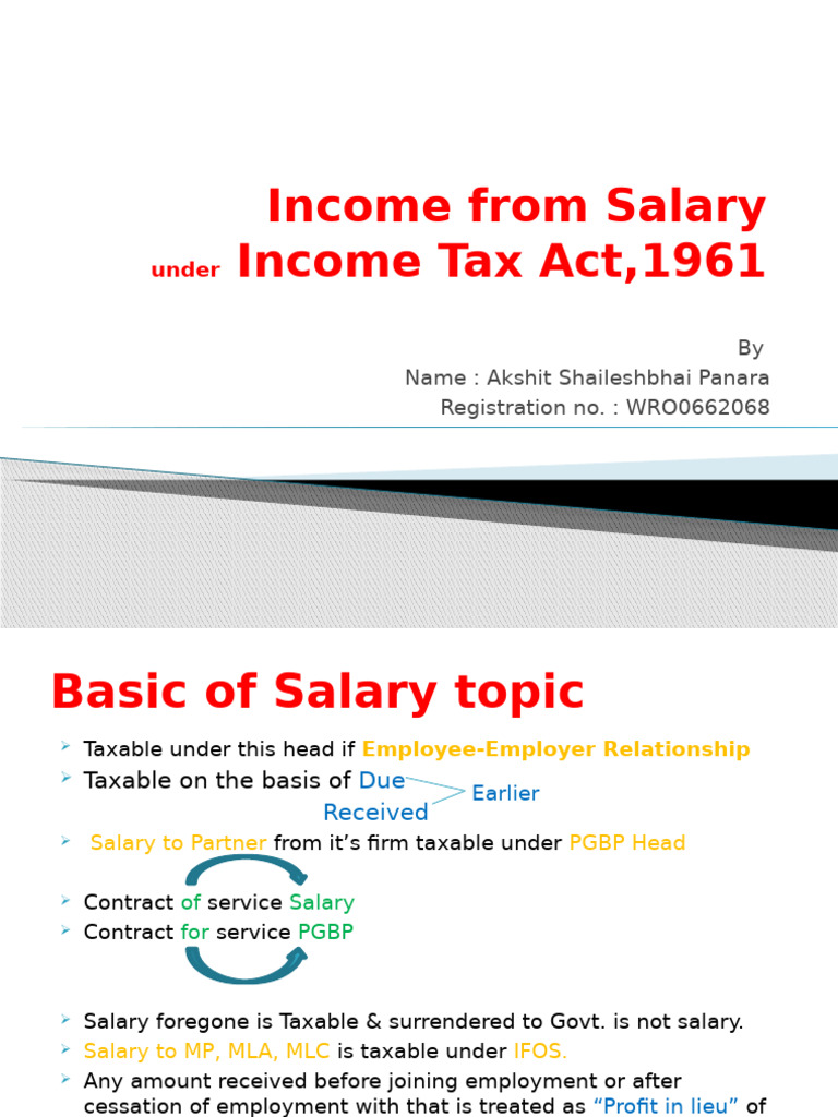 Income From Salary Class Note | PDF | Employee Benefits | Salary