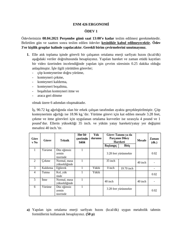 Ergonomi̇ Odev | PDF