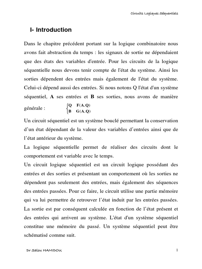 Circuits Logiques Séquentiels - Présentation | PDF
