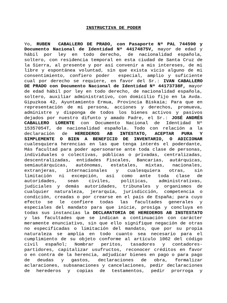 Instructiva de Poder Declaratoria | PDF