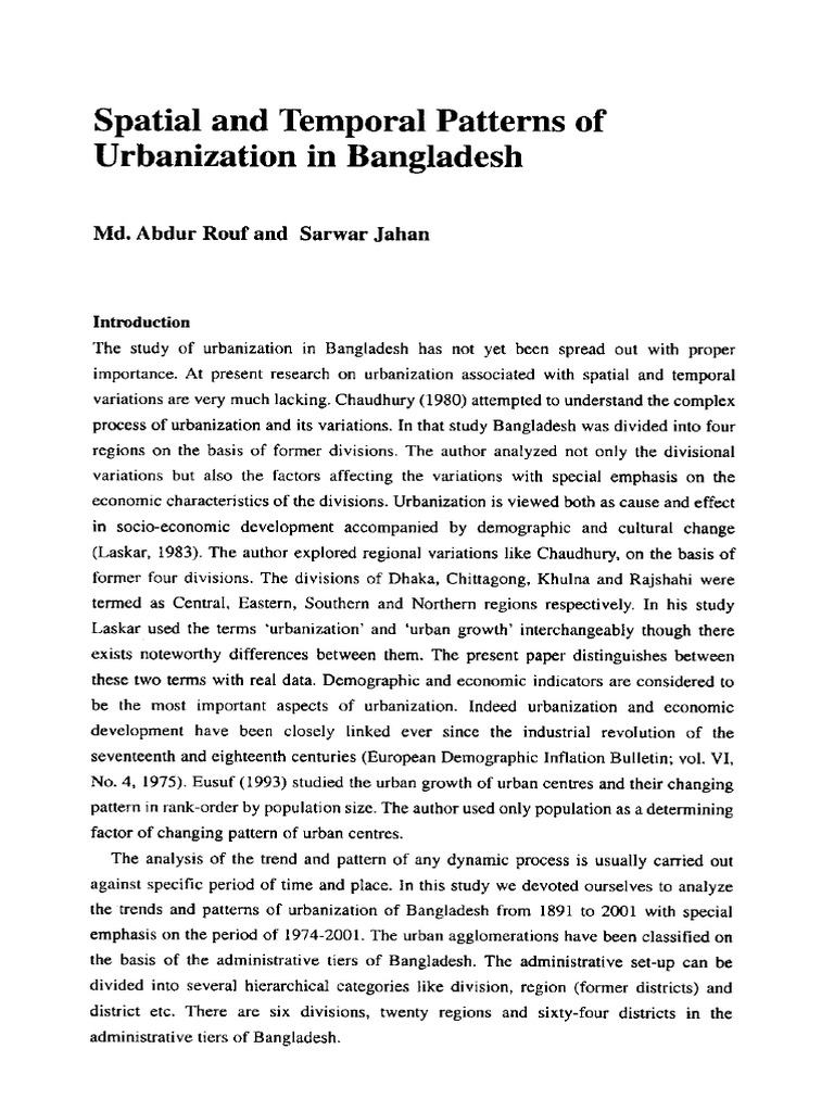 Urbanization: Spatial and Temporal Patterns | PDF