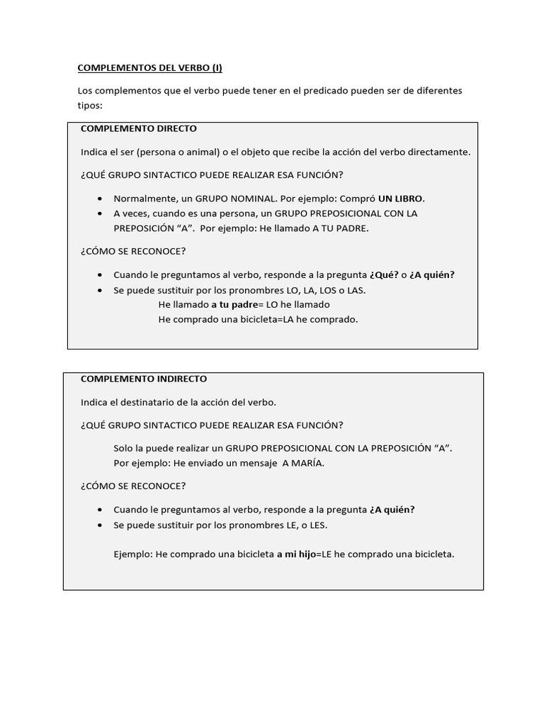Compemento Directo, Indirecto y Circunstancial | PDF