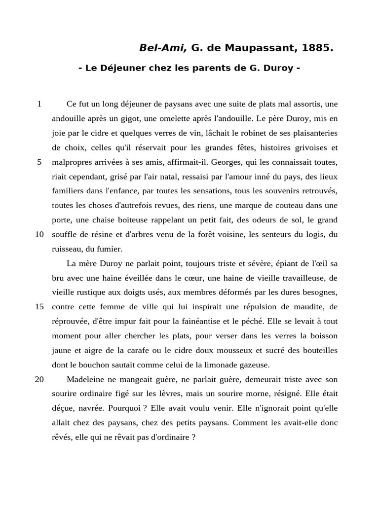Déjeuner Chez Les Parents de Georges Duroy | PDF