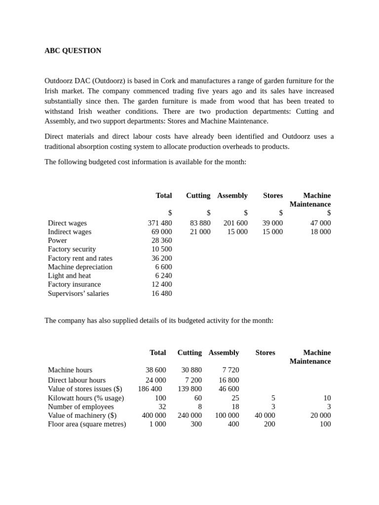 ABC Question Costing 1 | PDF