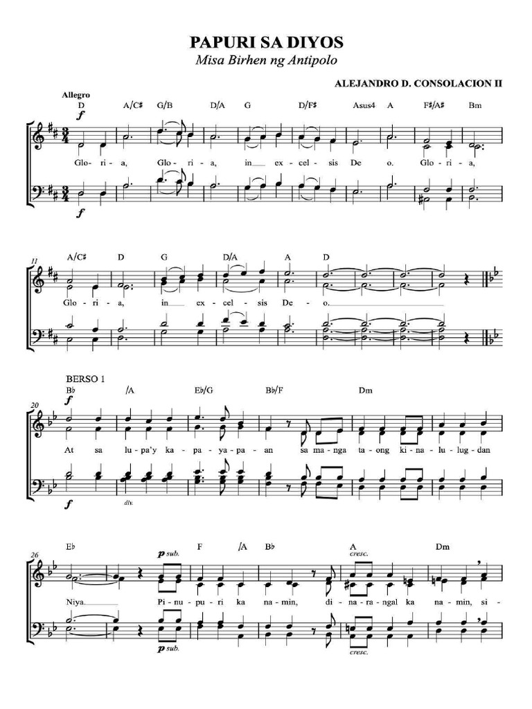 Papuri Sa Diyos From Misa Birhen NG Antipolo by Alejandro D. Consolacion II | PDF