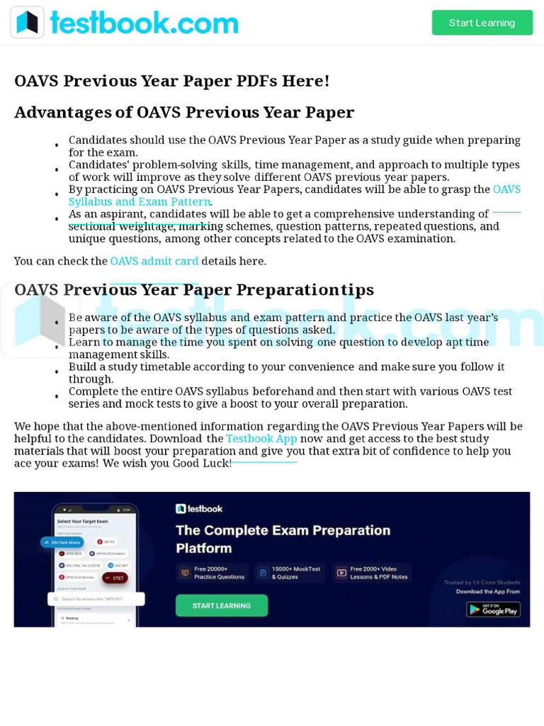 OAVS Previous Year Paper PDFs Here! | PDF