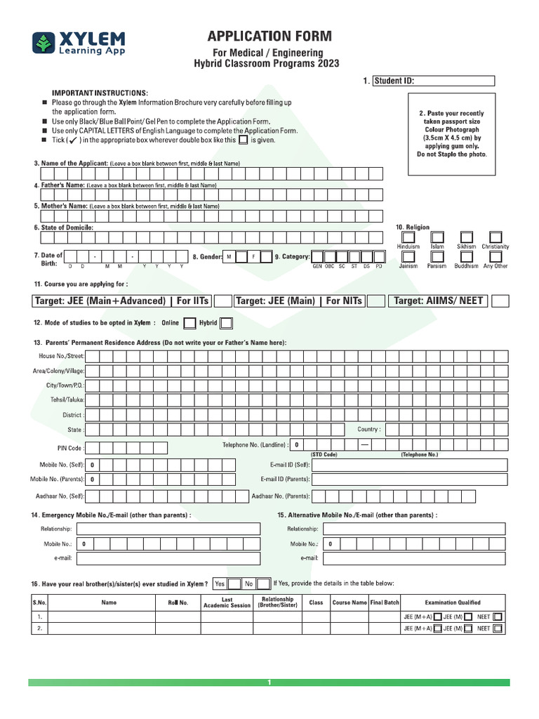 Application Form-1 | PDF