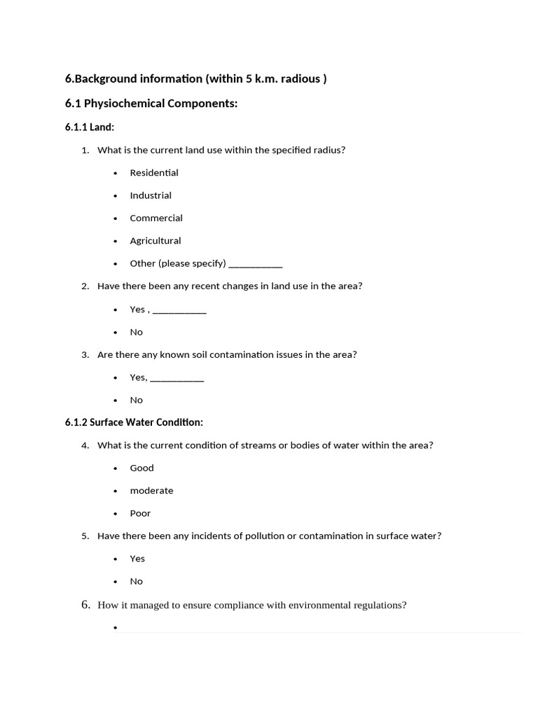 6.background Information (Within 5 K.M. Radious) 6.1 Physiochemical ...